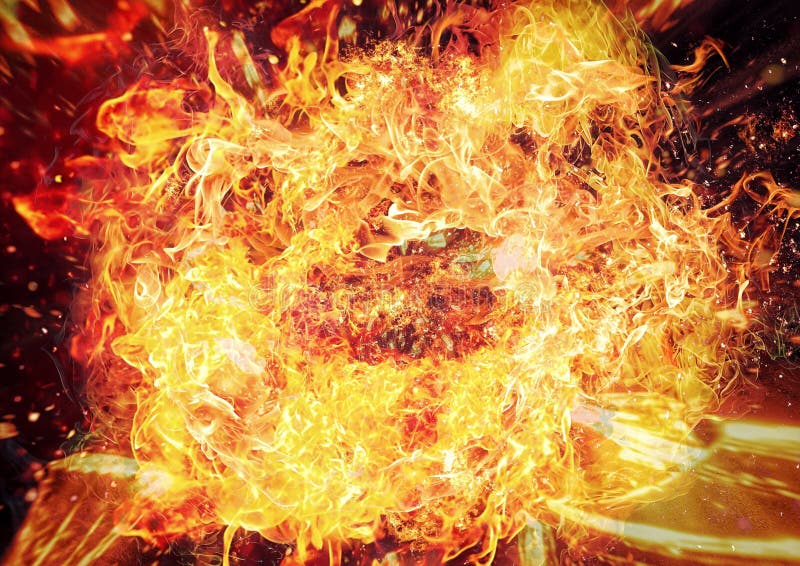 3d Illustration of Exploding Burning Flames Stock Illustration ...