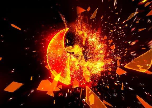 3d Illustration of Exploding Fire Flames on a Black Background Stock ...