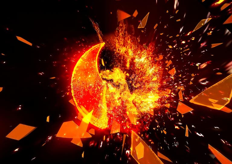 3d Illustration of Exploding Fire Flames on a Black Background Stock ...
