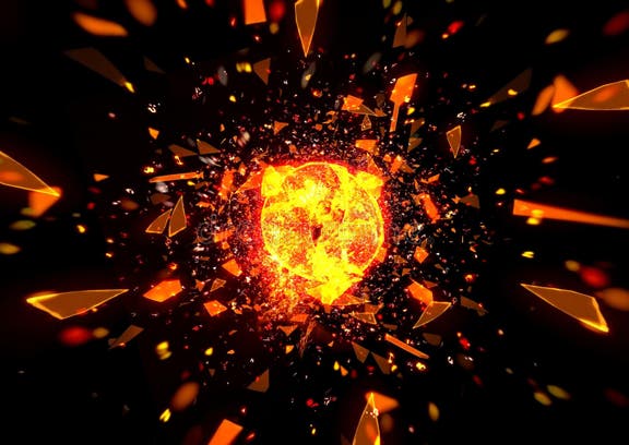 3d Illustration of Exploding Fire Flames on a Black Background Stock ...