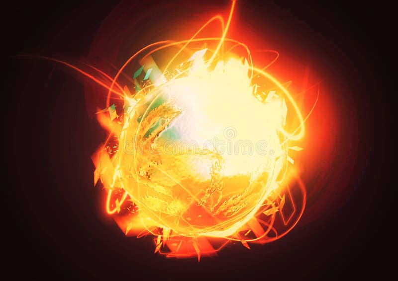 3d Illustration of Exploding Fireball Stock Illustration - Illustration ...