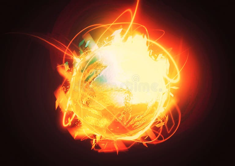 3d Illustration of Exploding Fireball Stock Illustration - Illustration ...