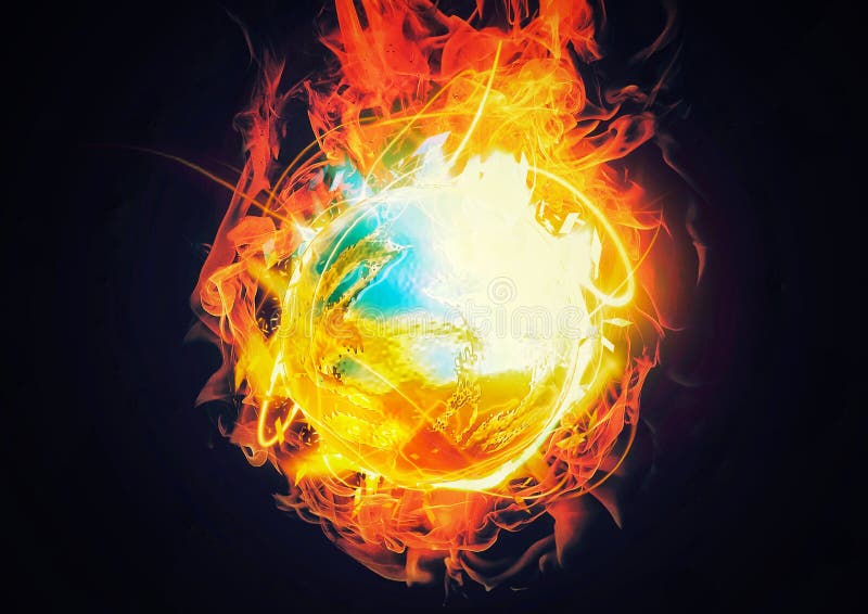 3d Illustration of Exploding Fireball Stock Illustration - Illustration ...