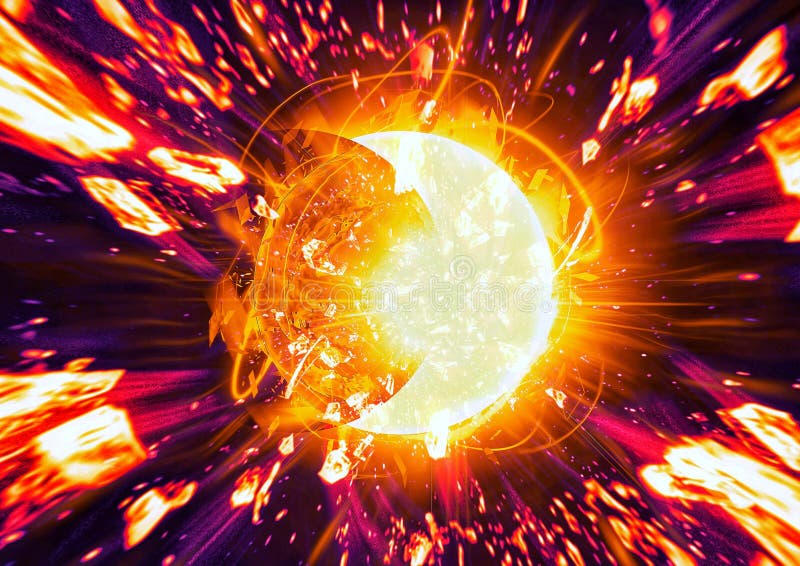 3d Illustration of Exploding Sun Stock Illustration - Illustration of ...