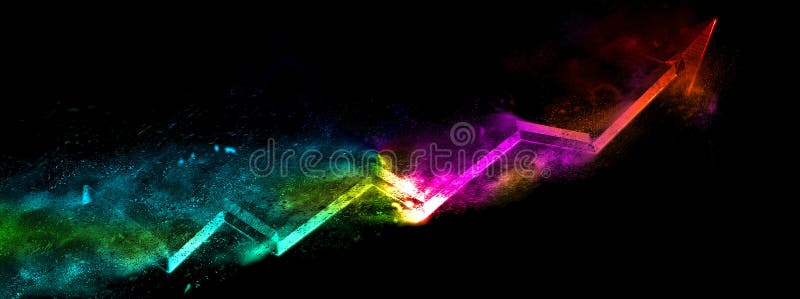 3d Illustration of Exploding Wavy Arrow Stock Illustration ...