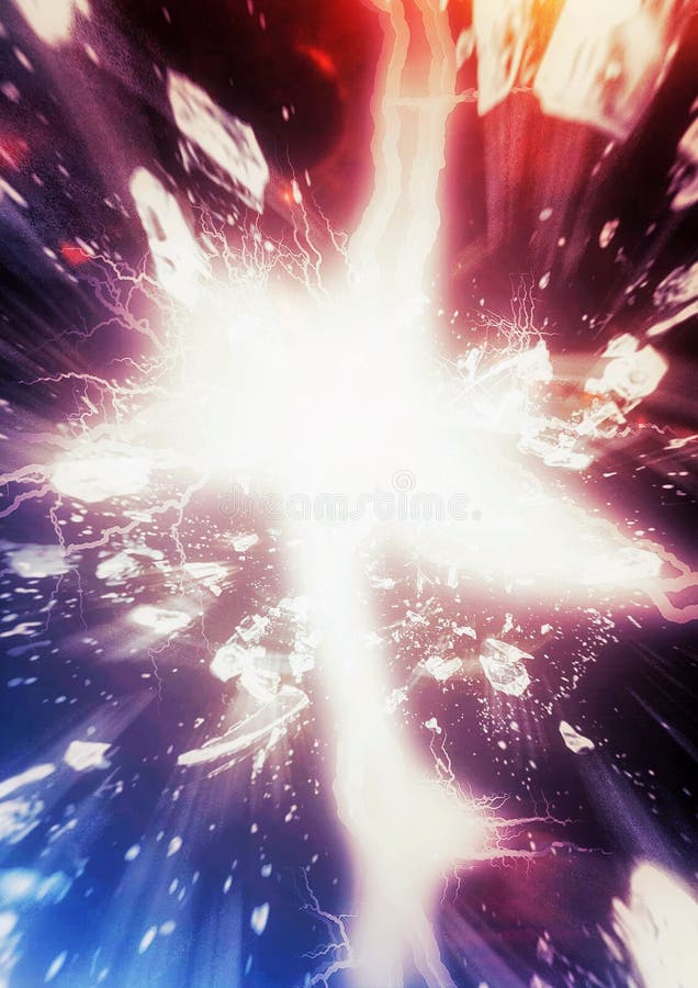 3d Illustration of an Explosion and Scattering Light Fragments Stock ...