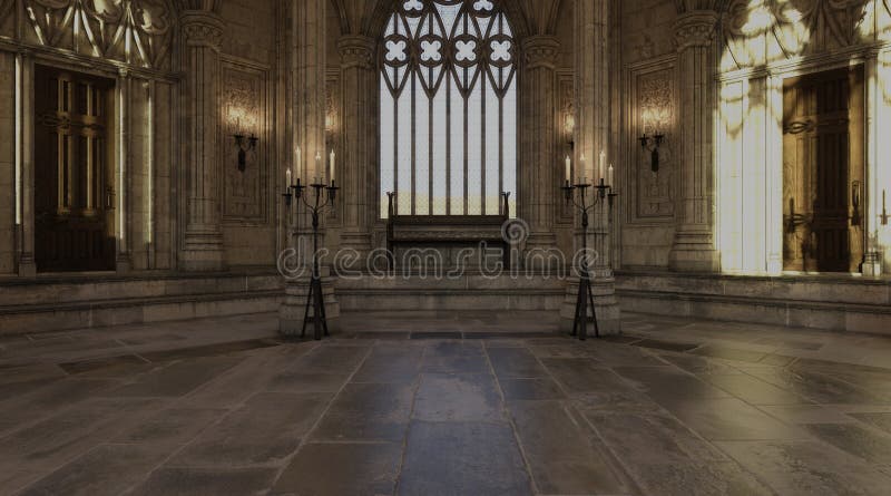 Fantasy Medieval Temple in the Castle 3d Illustration Stock ...