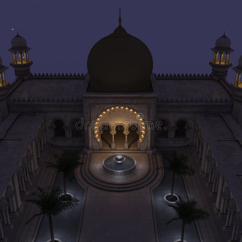 3d Illustration of a Fantasy Place with Arabic Oder Indian Building at ...