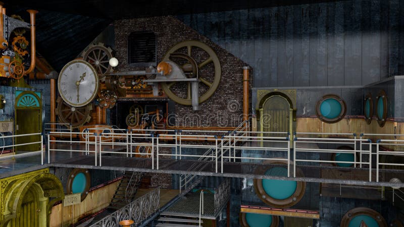 3D Rendering of a Fantasy Steampunk Architectural Environment ...