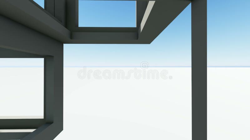 Fast Flight through Modern Blue Abstract Girder Construction Stock ...