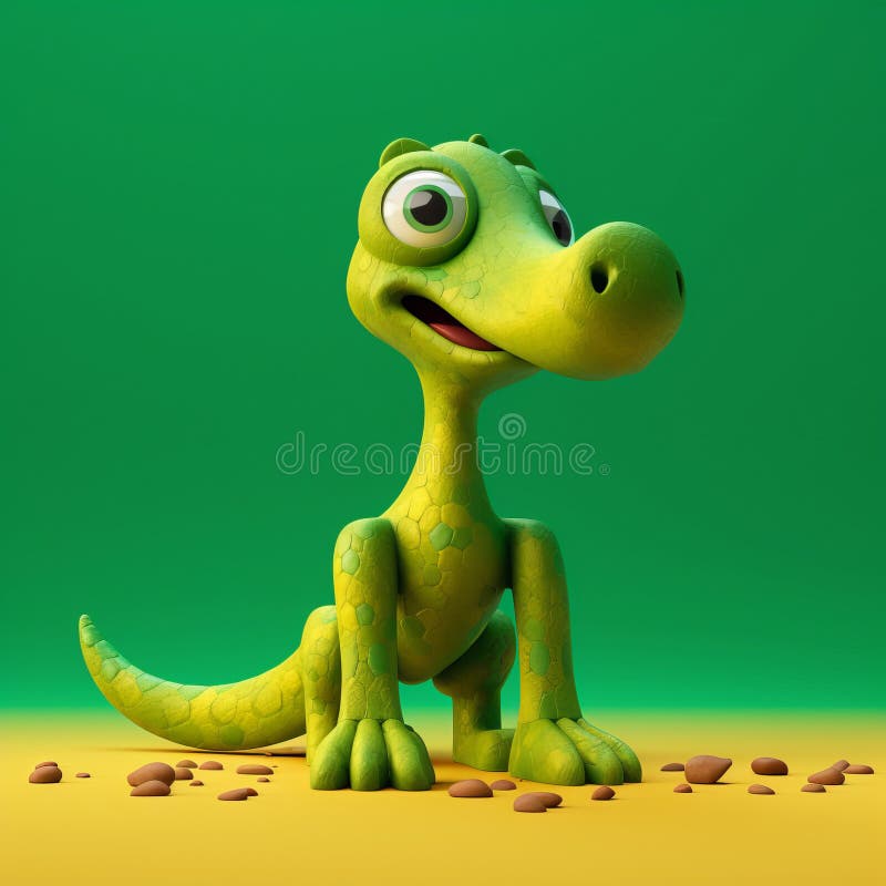 Cute Green Dinosaur in Daz3d Style Stock Illustration - Illustration of ...