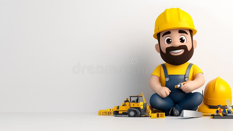 3D Character of Civil Engineer with Construction Tools Stock ...