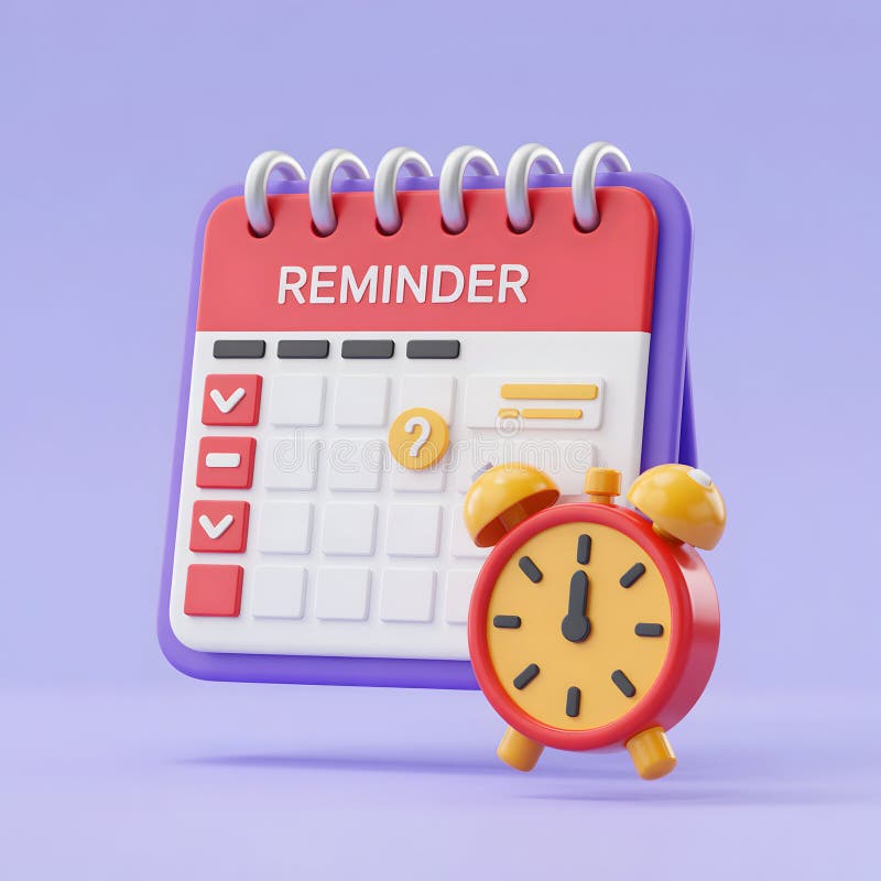 Red Alarm Clock and Calendar Reminder Time Schedule Stock Illustration ...
