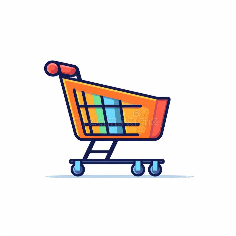 Minimalist Cart Illustration on White Background Stock Illustration ...