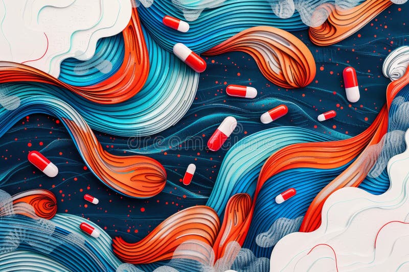 Pills Floating in the Air. Generative AI Stock Illustration ...