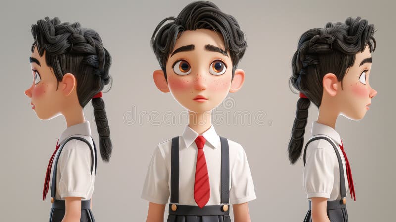 3d Illustration Featuring a Female Character in School Uniform ...