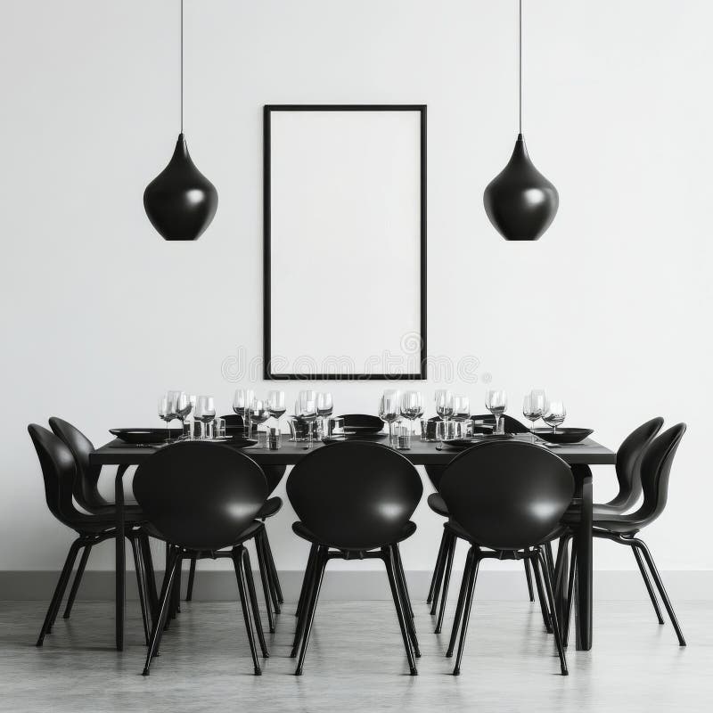 A 3D Illustration Featuring a Mock Poster in Front of a Hipster Dining ...