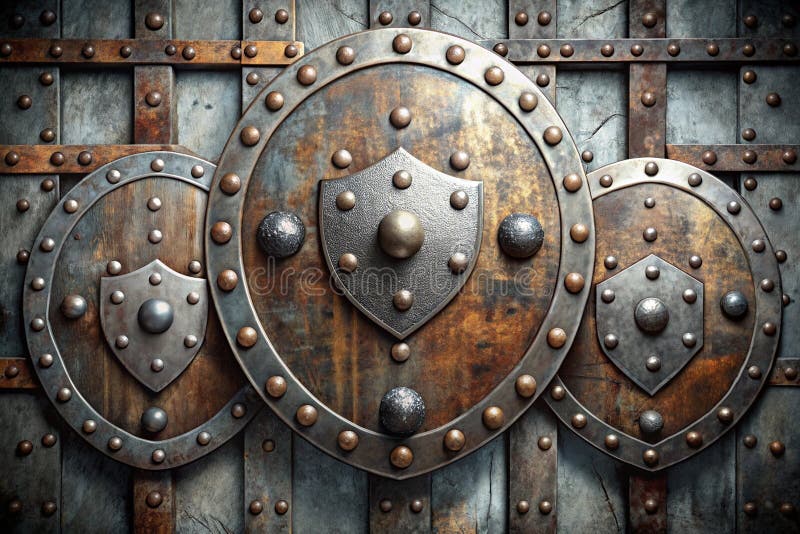 Rustic Armor Plates with Rivets - 3D Metal Background Stock ...