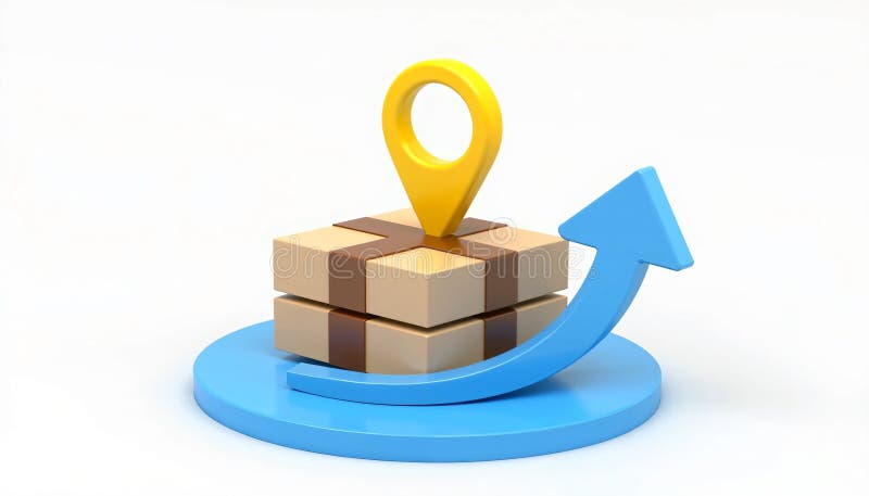 Package Tracking: a Stack of Boxes with a Location Pin on a Directional ...