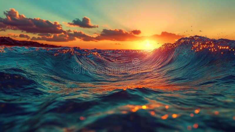 A 3D Illustration Featuring a Wave of Digital Particles with Integrated ...