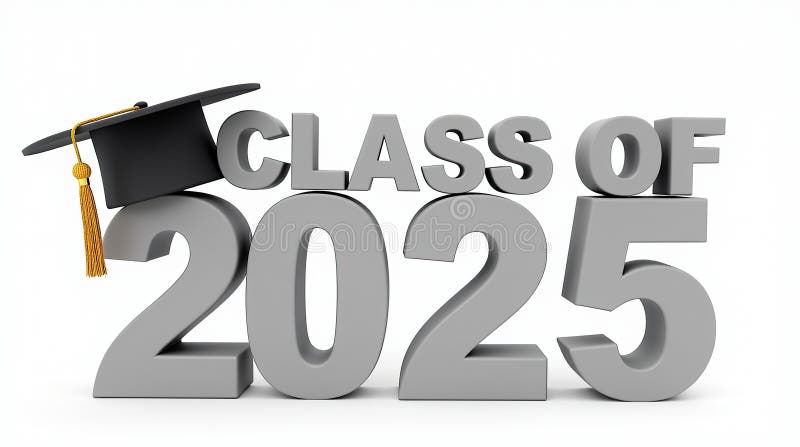 3D Render of Class of 2025 with Graduation Cap Stock Illustration ...