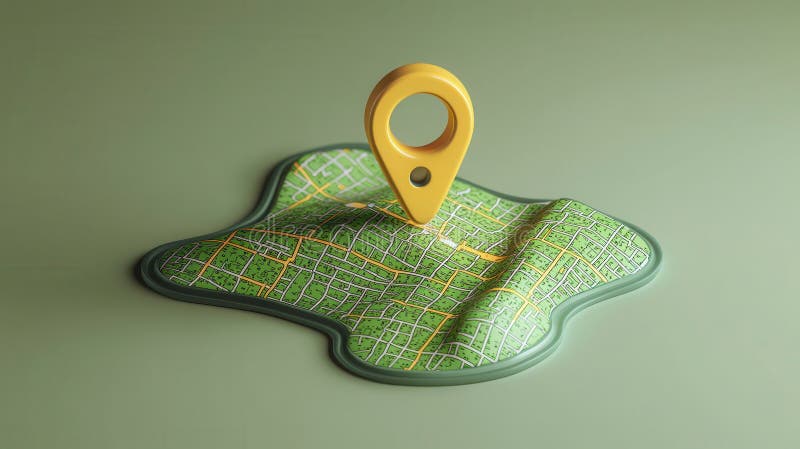 A 3D Illustration Featuring a Yellow Location Marker Pin on a Textured ...