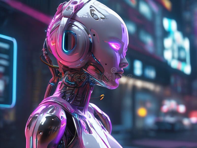 Female Robot. Generative AI Stock Illustration - Illustration of ...