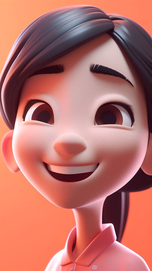 3d Illustration of a Female Character with a Smile on Her Face Stock ...