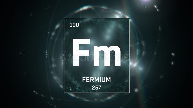 Fermium As Element 100 of the Periodic Table 3D Illustration on Green ...