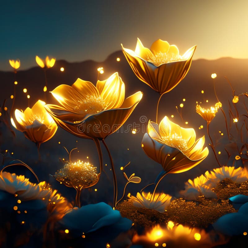 3D Illustration of a Field of Flowers. 3D Rendering Stock Illustration ...