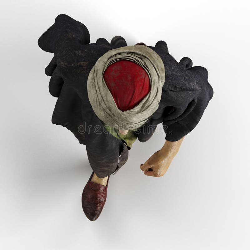 3d Illustration of a Figure Wearing a Cloak and a Red Shawl with a ...
