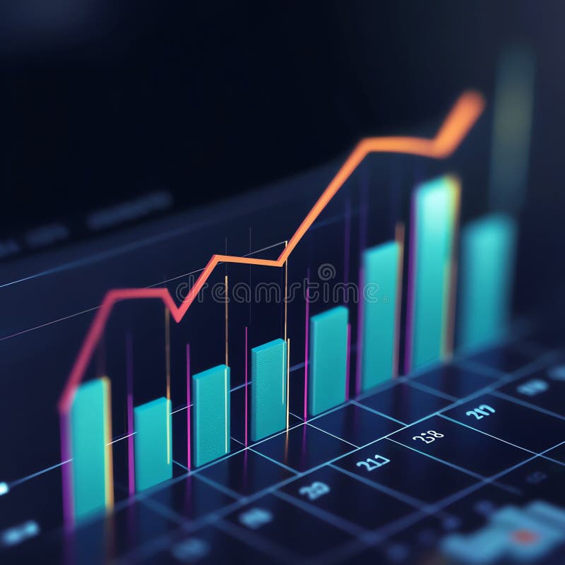 3D Illustration - Financial Growth Chart, Data Analysis, Market Trends ...
