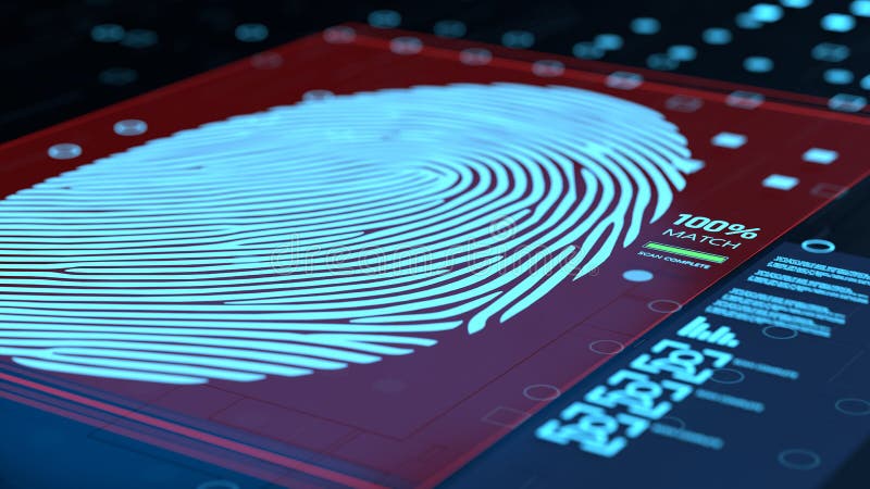 3d Illustration of Fingerprint Concept Scanning Interface Stock ...