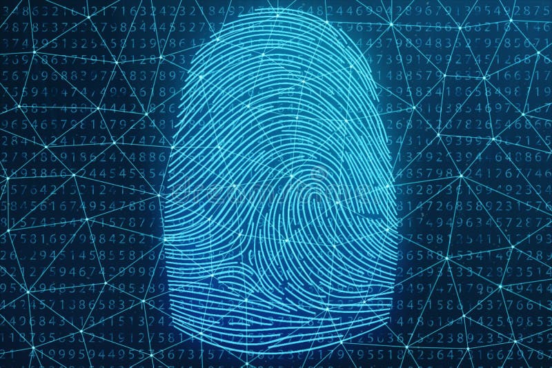3D Illustration Fingerprint Scan Provides Security Access with ...