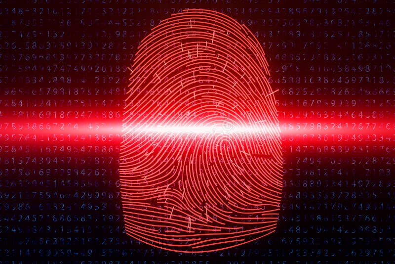 3D Illustration Fingerprint Scan Provides Security Access with ...