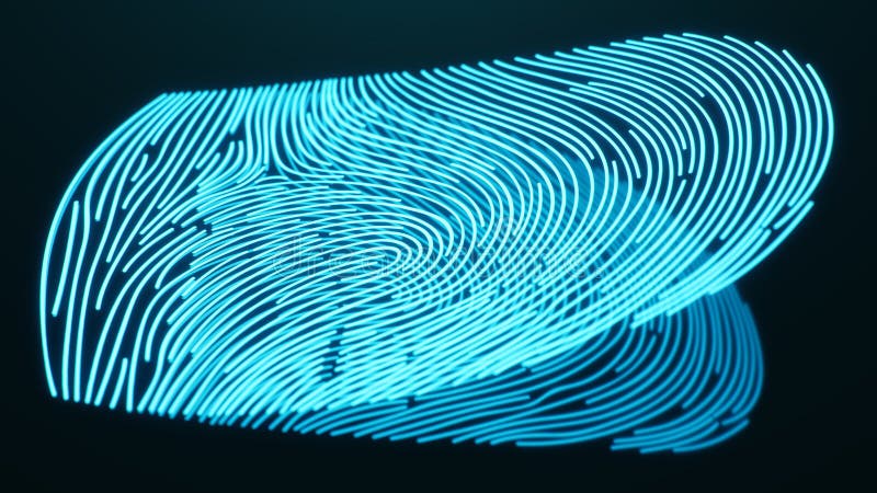 3D Illustration Fingerprint Scan Provides Security Access with ...