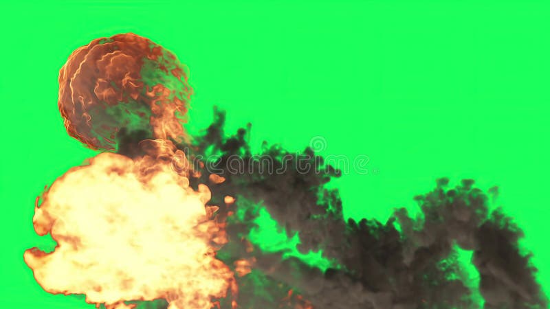 Fire Ball Explosion on Green Screen Stock Illustration - Illustration ...