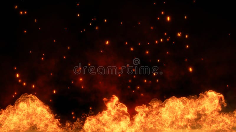 3D Illustration. Fire and Burning Embers Glowing. Fire Glowing ...