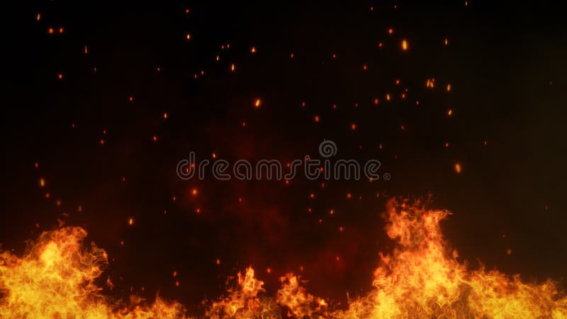 3D Illustration. Fire and Burning Embers Glowing. Fire Glowing ...