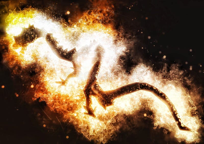 3d Illustration of a Burning Fire Dragon Stock Illustration ...