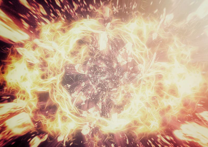 3d Illustration of a Ring of Flames Exploding and Scattering Debris ...