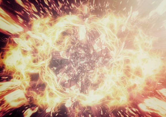 3d Illustration of a Ring of Flames Exploding and Scattering Debris ...