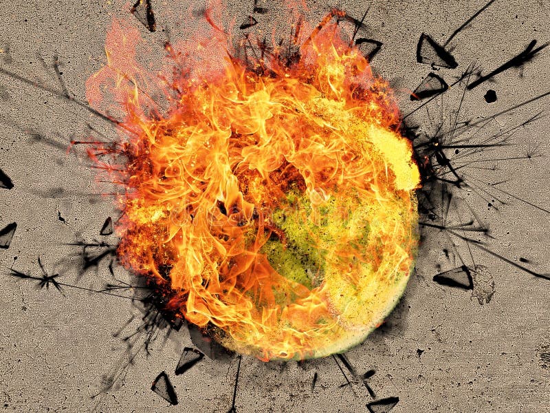 3d Illustration of Exploding Fireball Stock Illustration - Illustration ...