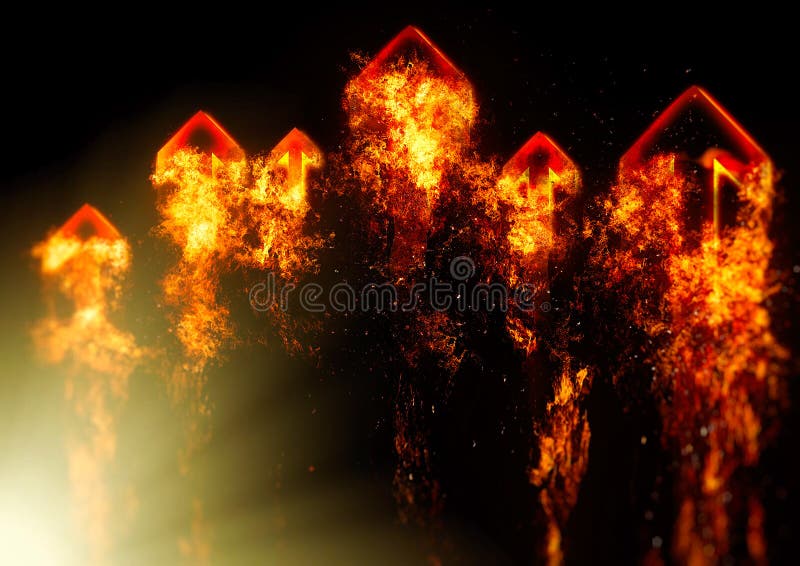 3d Illustration of Fired Flaming Arrows Stock Illustration ...