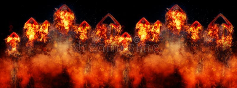 3d Illustration of Fired Flaming Arrows Stock Illustration ...