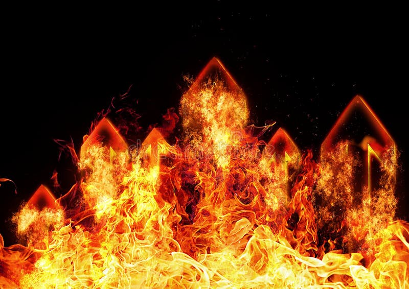 3d Illustration of Fired Flaming Arrows Stock Illustration ...