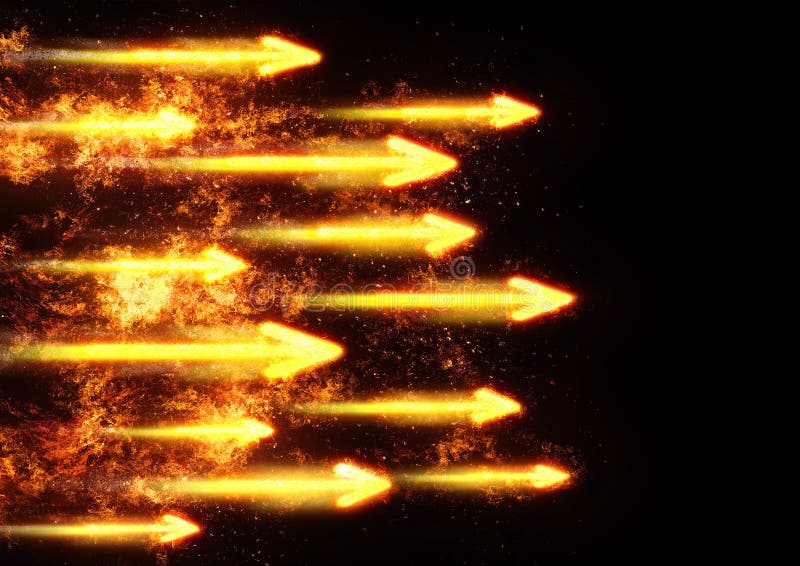 3d Illustration of Fired Flaming Arrows Stock Illustration ...
