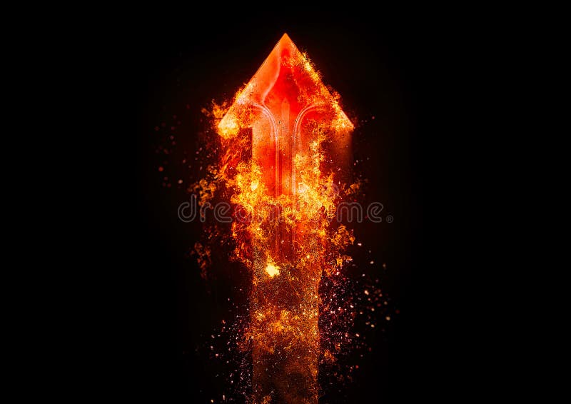 3d Illustration of Fired Flaming Arrows Stock Illustration ...