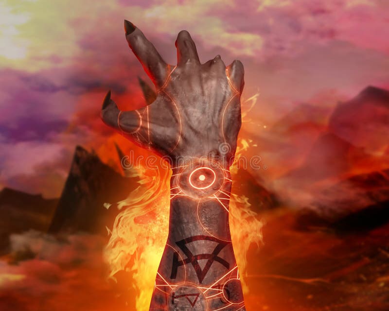 Flame Demon Satanic Horror Creature. Stock Illustration - Illustration ...