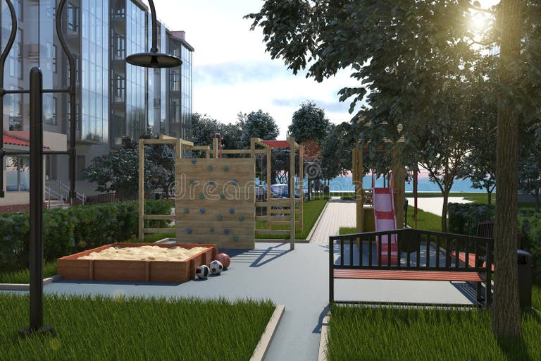 3D Illustration of a Five-floor House Stock Illustration - Illustration ...